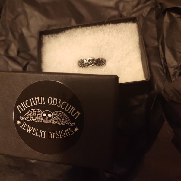 Mini Taphophile Ring in Sterling Silver Memento Mori Skull - Etsy