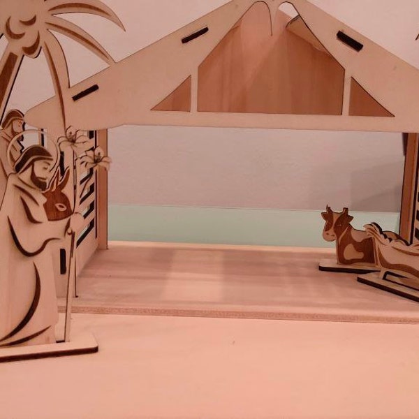 Nativity Stand Laser Cut Bundle, Nativity Scene Wooden Stand, Standing ...