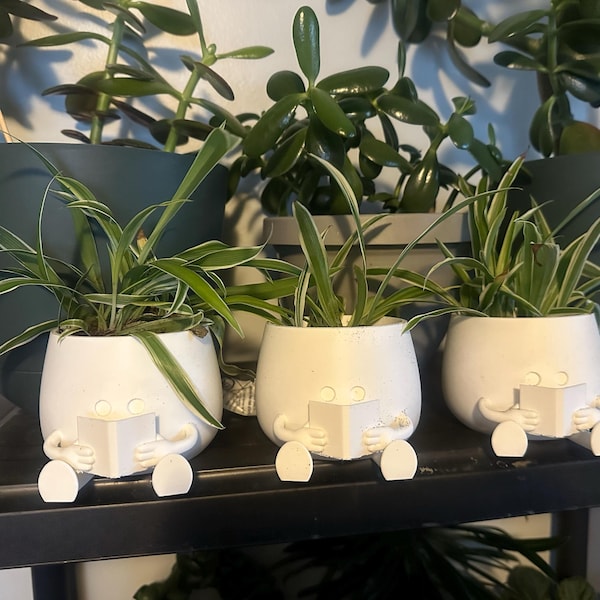 Cute Happy Face Planter, Book Pot, Gift for Book Lovers, Great Home ...