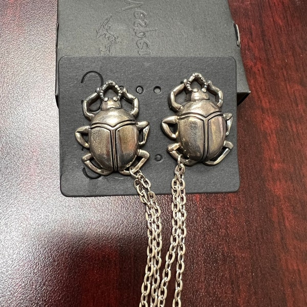 Beetle Collar Pin With Chain Women's Brooch Insect for Her Unisex Gift ...