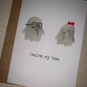 You're My Boo Watercolor Card Spooky Love Greeting for Couples ...