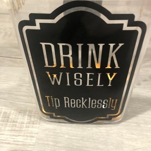 Tip Jar Decal, Tip Money Canister Label, Bartender Cocktail Waitress ...