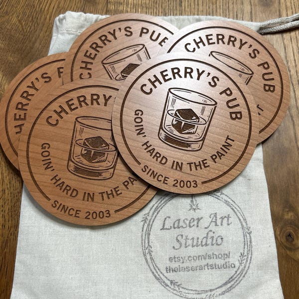 Personalized Wooden Drink Coasters | Custom Coasters Engraved With Logo ...