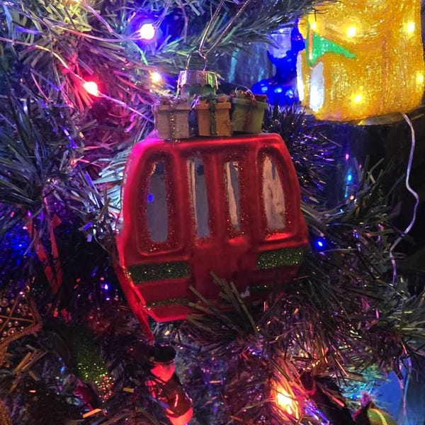 Cable Car With Presents Christmas Tree Decoration - Hanging Bauble ...