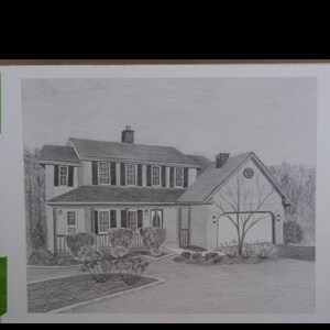 Custom Home Drawing From Your Photo Original House Pencil | Etsy