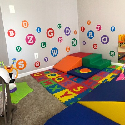 Alphabet Decals ABC Polka Dot Alphabet Stickers Colorful Alphabets Wall ...