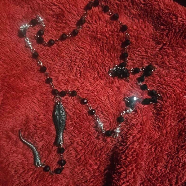 Grim Reaper Choker Necklace Silver Black Dark Witchy Goth Gothic Scythe ...