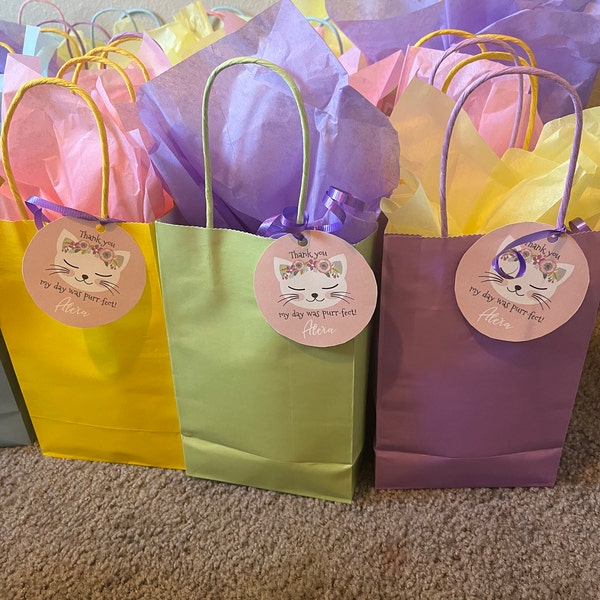 Kitten Party Favor Tags, Kitty, Cat Birthday Thank You Tag, Girl ...