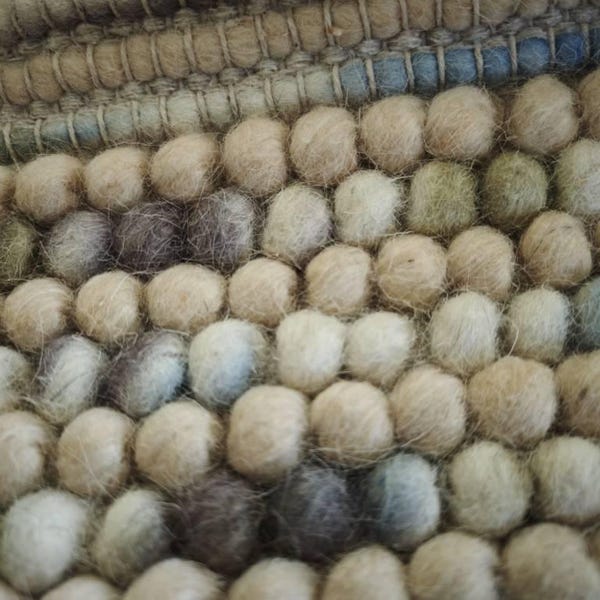 Cozy Cream & Grey, Wool Rug With Custom Options - Handwoven, Chunky ...