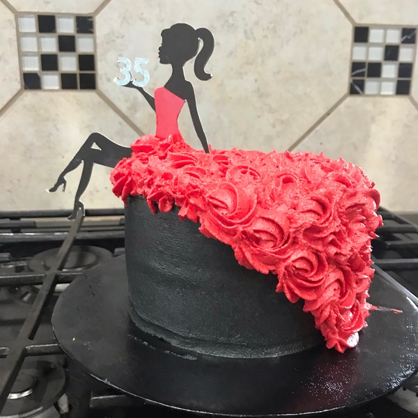 Sitting Lady Silhouette Cake Topper Svg. Cake Topper. Digital File ...