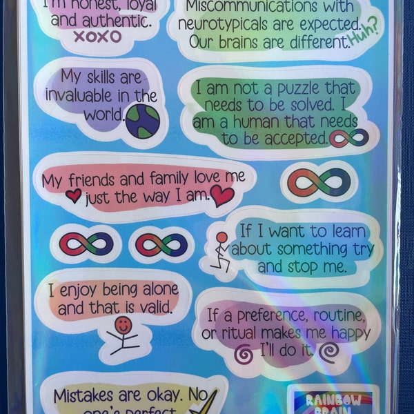 Autism Affirmations Stickers, ADHD Stickers, Neurodiverse Sticker ...