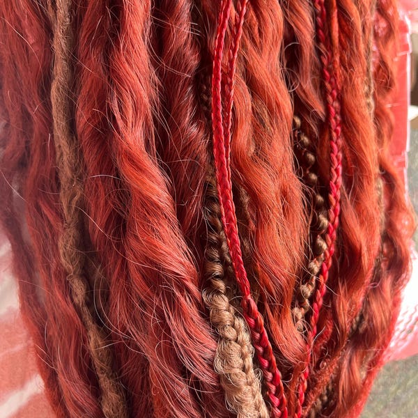 Red Orange DE Crochet Dreads Set of Red Dreads Hair Extensions Ginger ...