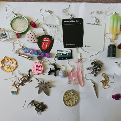 NEW COLORS Ruler and Triangle Dangle Earrings Novelty Earrings Unique ...