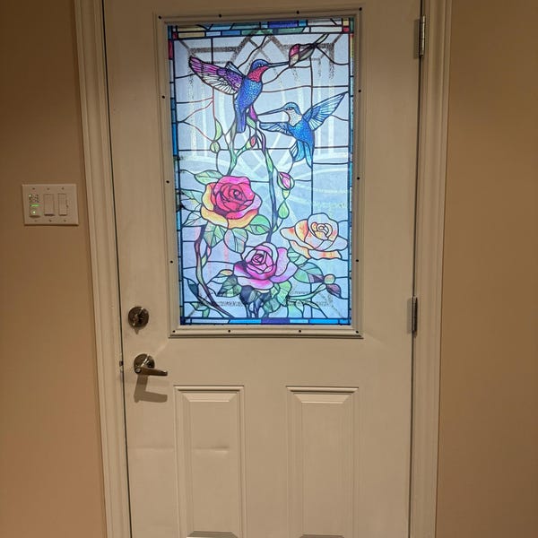 Custom Size Colorful Stained Glass Window Film Lifelike Hummingbirds ...