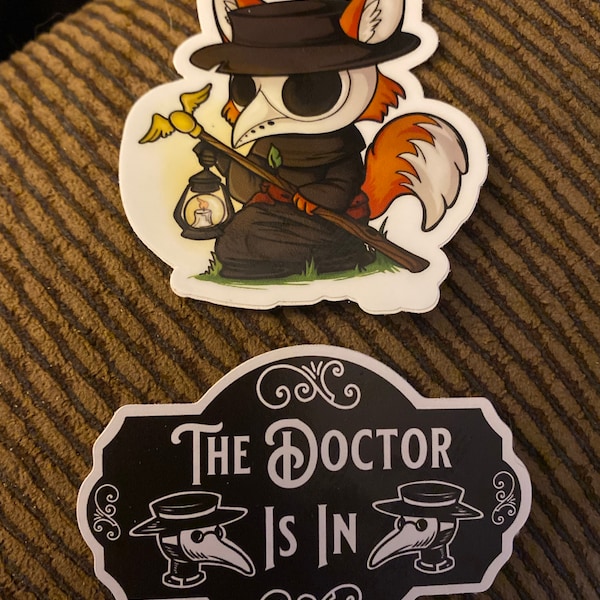 Chibi Plague Doctor Fox 3 Inch Vinyl Sticker | Spooky Healer Animal ...