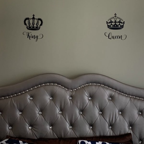 King and Queen Wall Decals // His Queen Her King // Master Bedroom ...