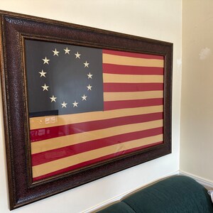 Large Framed American Flag Real Cotton Cloth Embroidered Flag Hand ...