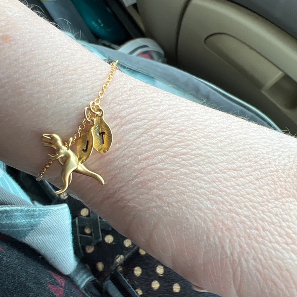 Triceratops, T-rex, Brachiosaurus Bracelet Dinosaur Jewelry Initial ...