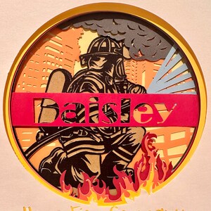 Firefighter Svg Light Box Fireman Shadow Box Firefighter 3D Paper Cut ...