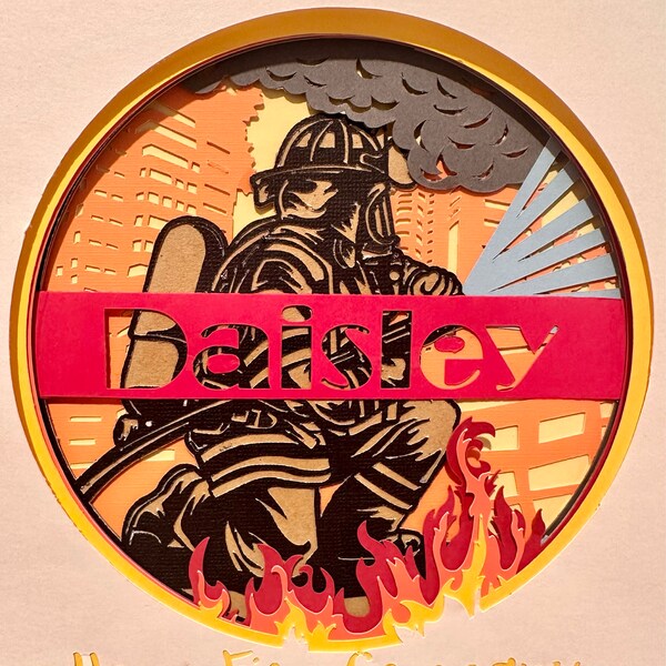 Firefighter Svg Light Box - Fireman Shadow Box - Firefighter 3D Paper ...