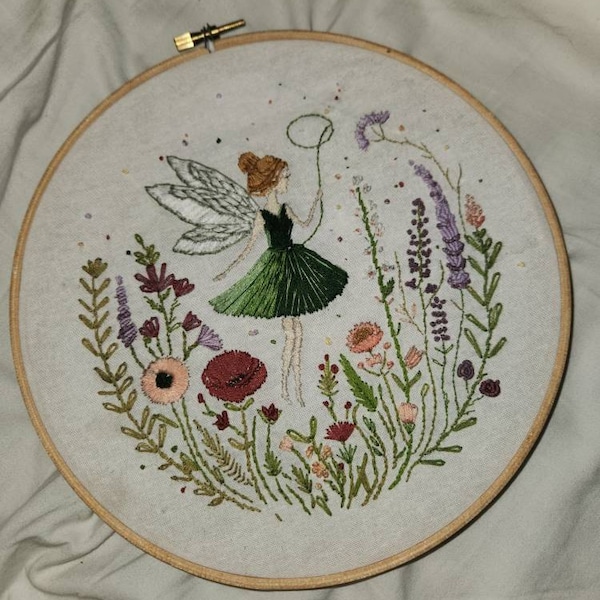 Dancing Fairy Embroidery Pattern: Whimsical Hand Embroidery, Floral ...