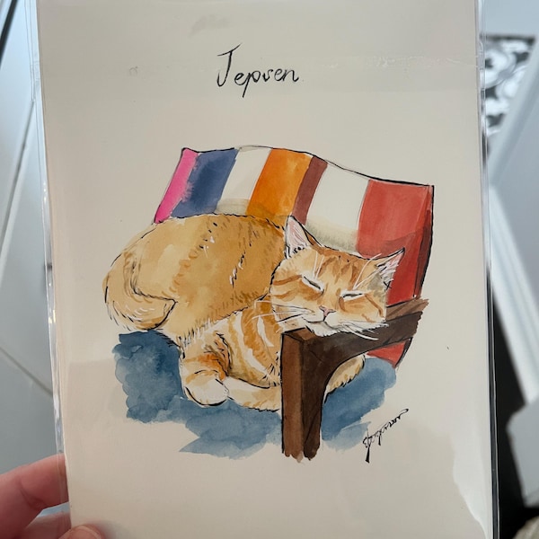 Cat Watercolor Print | Cat Sketch Print | Cat Artwork | Cat Drawing ...
