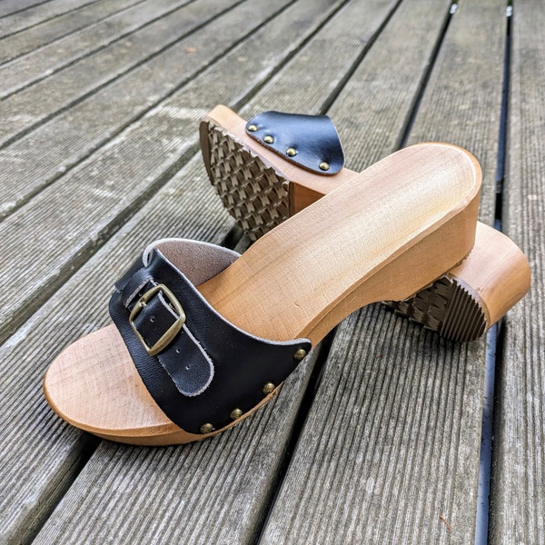 Strappy Heeled Sandals, Black Platform Sandals, High Heel Clogs, High ...