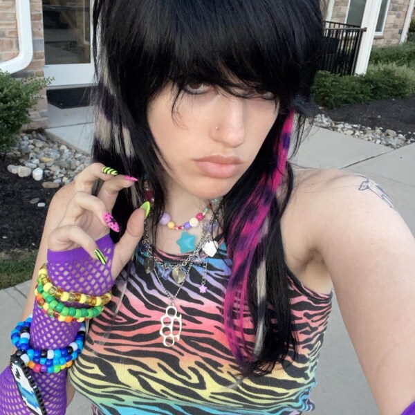 After Midnight Blue Coontails Scene Kids Emo Girl Boy Human Hair Clip ...