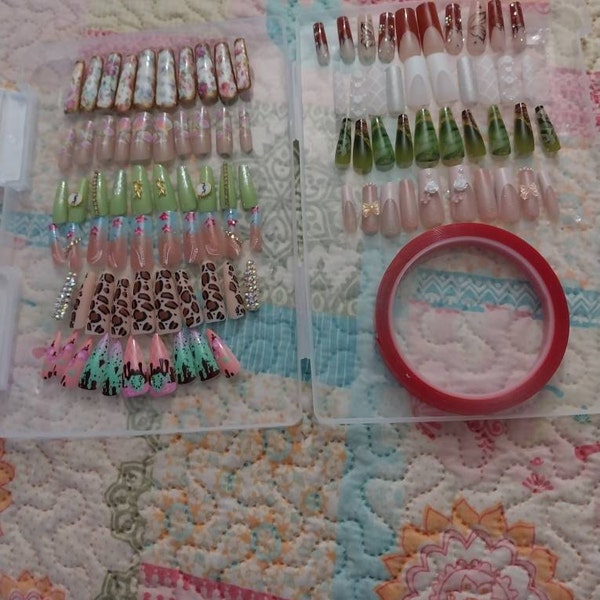 Press on Nail Storage Box Organize Fake Nail Set Acrylic Box Glue on ...