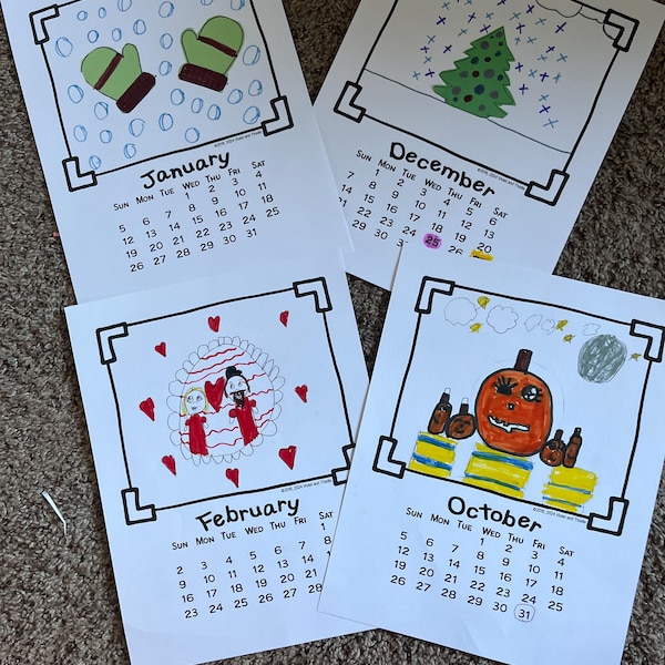 2025 and 2024 Coloring Calendar for Kids to Color Printable Parent ...
