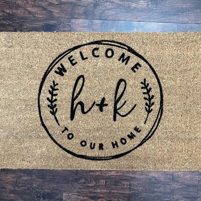 Custom Welcome to Our Home Door Mat, Personalized Initials Wedding ...
