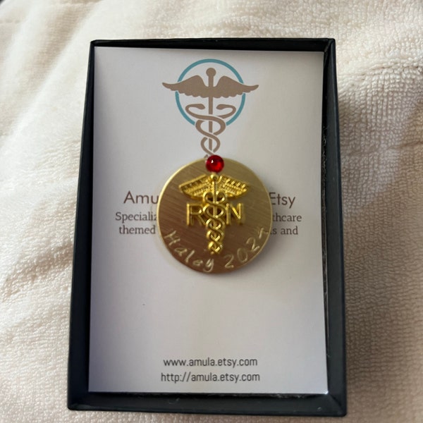 Gold Plated BSN RN LPN Pin - Nursing Personalized Pin, Handstamped ...
