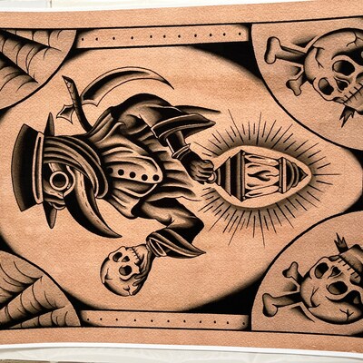 Cowboy Skull American Traditional Tattoo Flash Print - Etsy