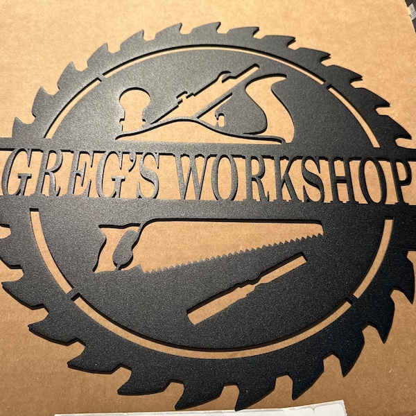 Wood Shop Sawblade Customized Monogram Metal Sign, Construction Trades ...