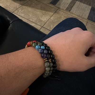 Tiger Tooth Necklace Men's Natural Red Tiger Eye Beads Necklace Onyx ...