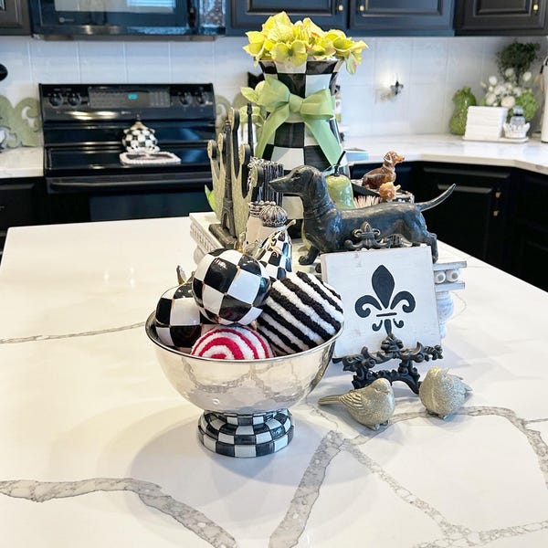 Black and White Checkered Pumpkin Fall Pumpkin Table Centerpiece ...