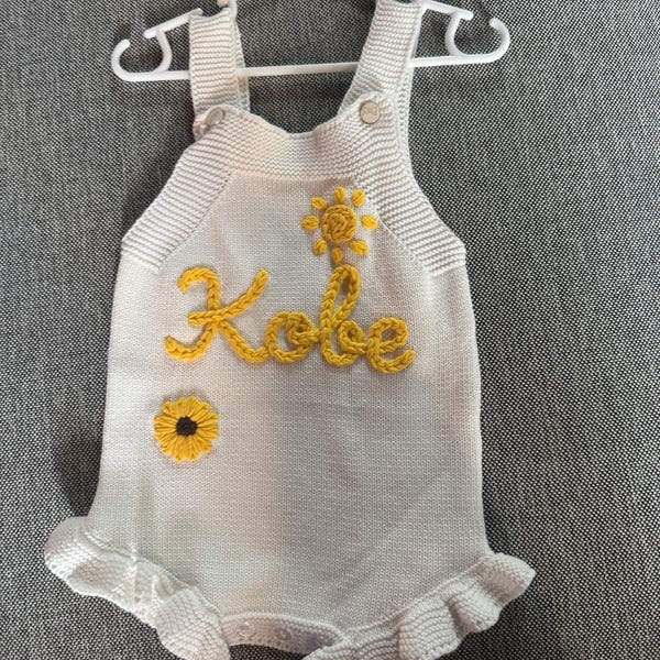 Personalized Baby Romper Name-knitted Baby Bubble Romper-custom Name ...