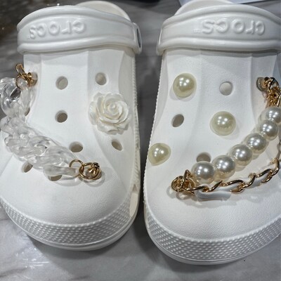 Pearl Leather Chain Shoes Charms for Crocs / Crocs Decoration Gift for ...