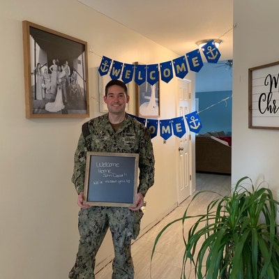 Navy Welcome Home Banner - Etsy