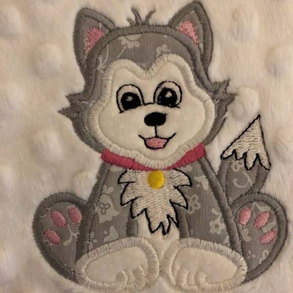 Applique Husky Machine Embroidery Design Cute Baby Puppy Dog Pattern ...