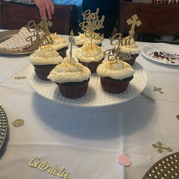 God Bless Cupcake Picks, Baptism Cupcake Picks, First Holy Communion ...
