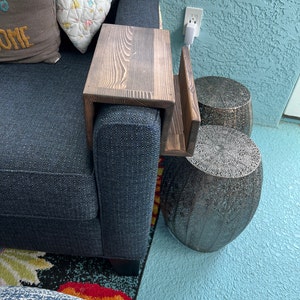 Couch Arm Rest Table With Magazine Stand, Modern Wood Armrest Table ...