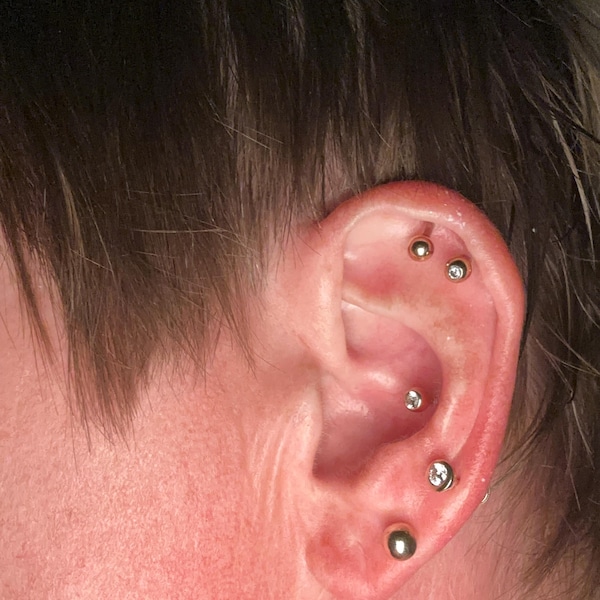 14K Solid Gold Cross Tragus Piercing: 16G Cartilage Earring - Etsy