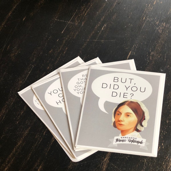 Sarcastic Florence Nightingale Nurse Note Cards - Set of 4 / Preceptor ...