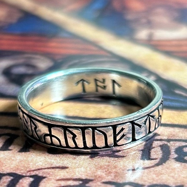 Custom Hand Carved Viking Runic Ring - Etsy