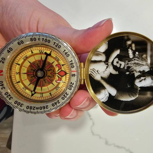 Engraved PHOTO Compass, Personalized Compass, Bride Gift, Groom Gift ...
