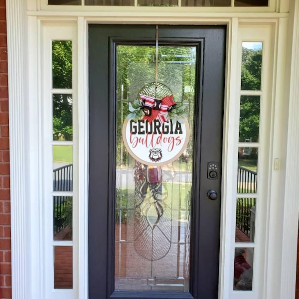 Georgia Door Wreath | Front Door Decor | UGA Door Hanger | Front Door ...