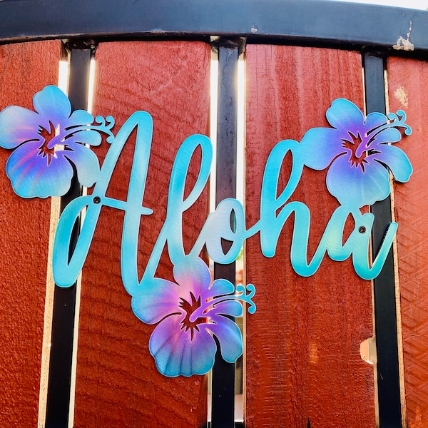 Aloha Hibiscus Wall Accent, Beach Decor, Beach House Decor, Bathroom ...