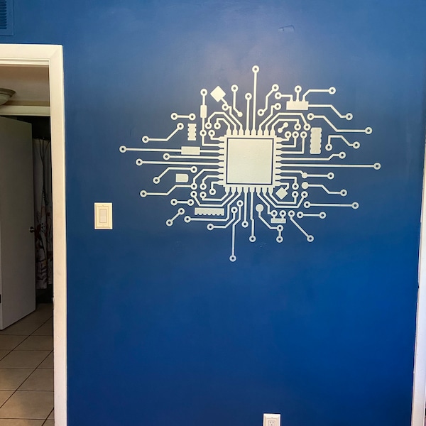 Technology Wall Decal - Circuit Board Wall Sticker Binary Code Computer ...