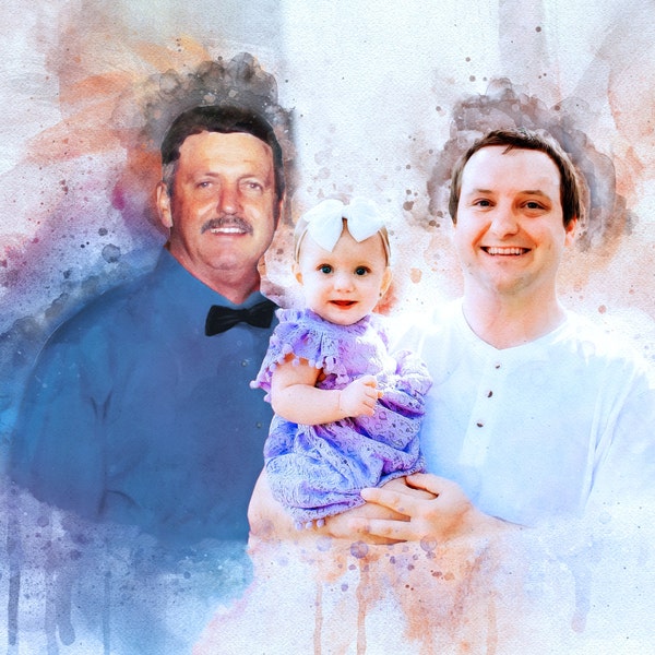 Painted Family Portrait, Loss of Father Gift for Daughter, Memorial ...